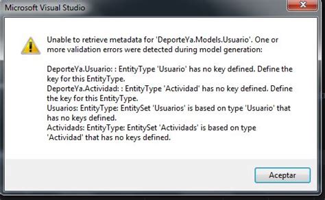 C Unable To Retrieve Metadata Entity Framework MVC Controller Creation Stack Overflow