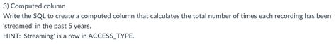 Solved 3 Computed Column Write The Sql To Create A Computed