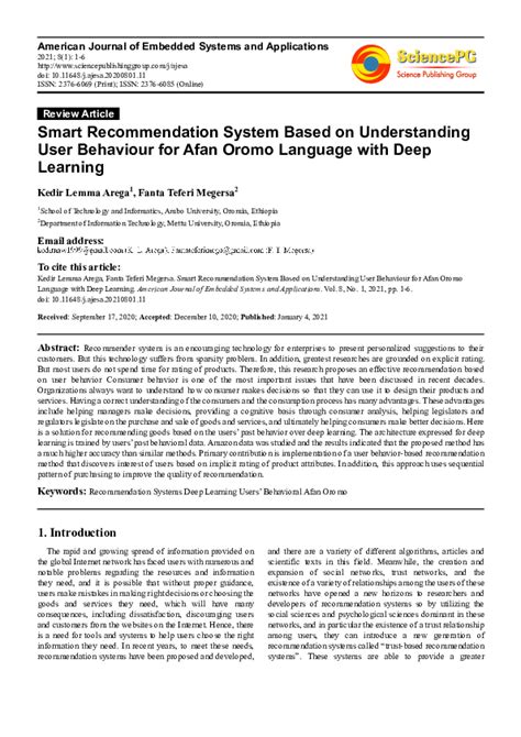 pdf smart recommendation system based on understanding user behaviour