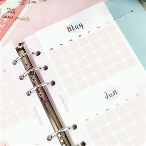 Fromthenon Pink Cute Monthly Planner Inserts A5a6a Grandado