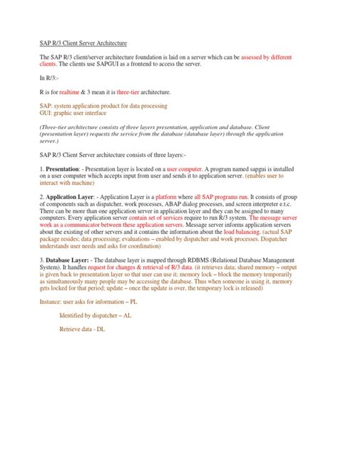 Sap R3 Client Server Architecture Pdf Server Computing Client