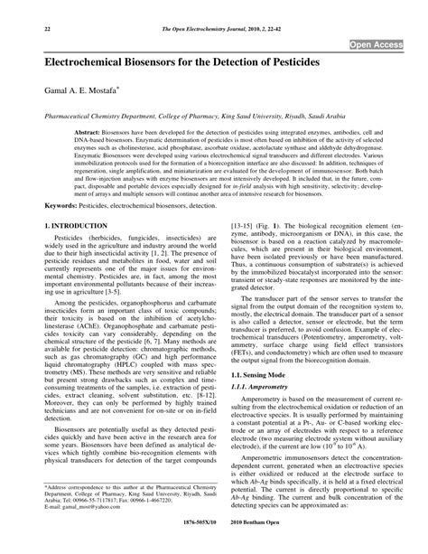 Pdf Electrochemical Biosensors For The Detection Of Pesticides~ 2010 02 01~ 2010 06 30~ 2010