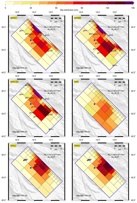 source models obtained from the single inversions of gps insar and sm