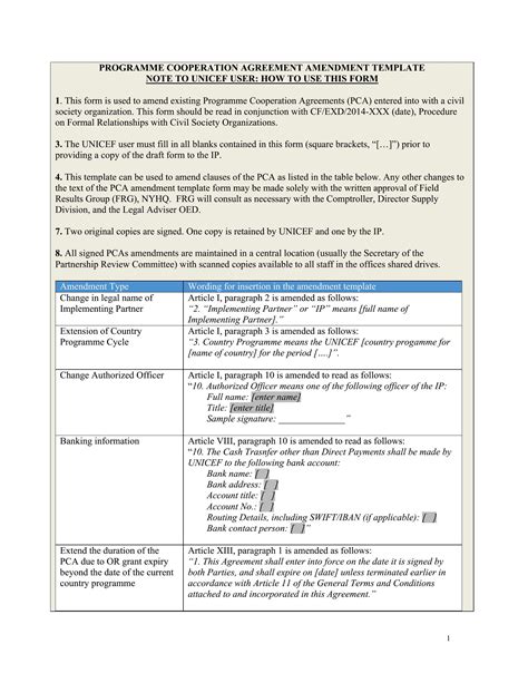 Contract Amendment Template Spark Premium Template Template Spark