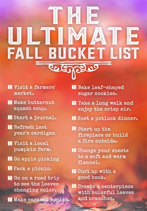 The Ultimate Bucket List for Fall
