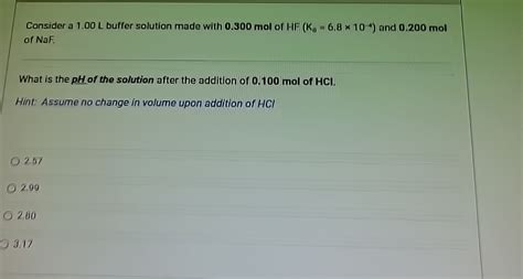 solved consider a 1 00l ﻿buffer solution made with 0 300mol