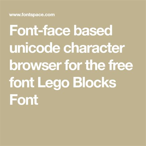 Font Face Based Unicode Character Browser For The Free Font Lego Blocks Font Large Lego Blocks