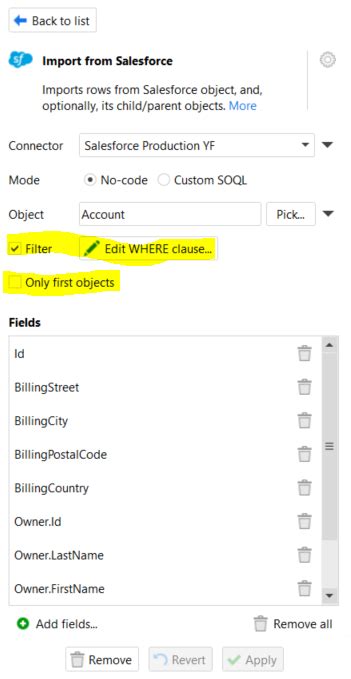 Salesforce Connector Filter Not Saved In Projects Support Easymorph