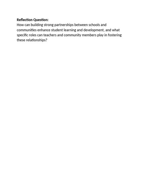reflection question the why and how of school and community partnership