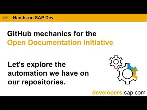 Free Video GitHub Mechanics For The Open Documentation Initiative From SAP Class Central