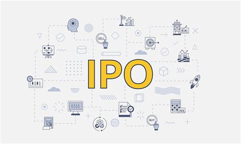 Ipo Ipo 초기 공모 개념 중앙에 큰 단어 또는 텍스트로 설정된 아이콘 개념에 대한 스톡 벡터 아트 및 기타 이미지 개념 개념과 주제 경제 Istock