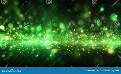 Green Glow Particle Abstract Background Light Blurred Of Rainbow Light
