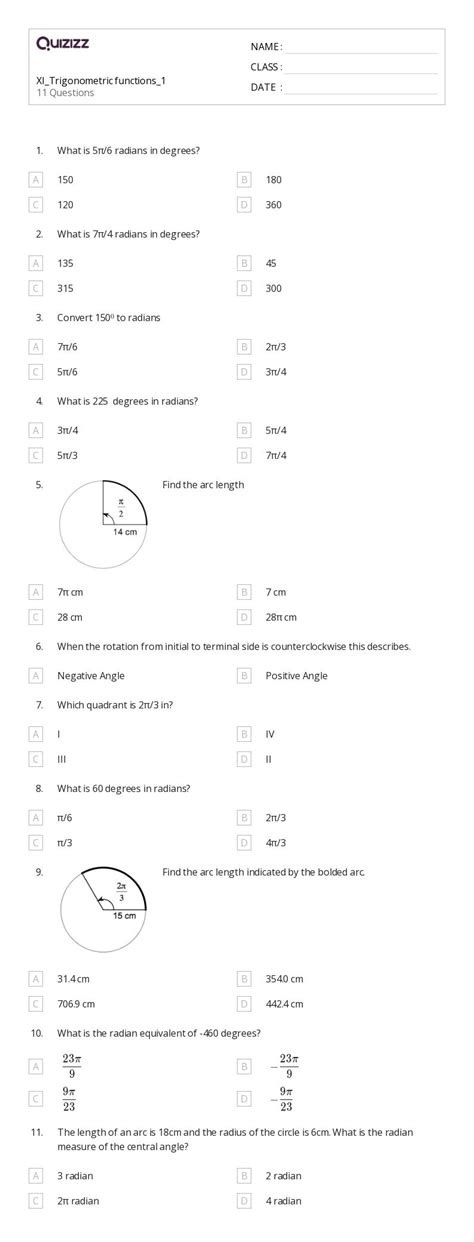 50 Radians And Degrees Worksheets On Quizizz Free And Printable