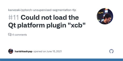 Could Not Load The Qt Platform Plugin Xcb Issue Kanezaki Pytorch Unsupervised