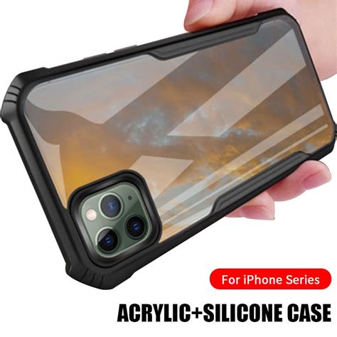 Ốp Lưng Chống Sốc Trong Suốt Acrylic Có Túi Khí Siêu Mỏng Silicon Mềm Cho iPhone 15 14 13 12 11