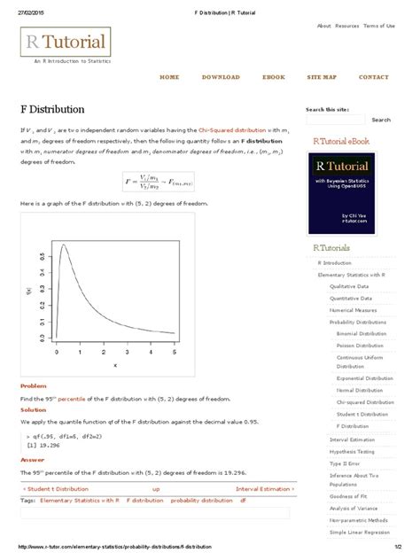 Pdf F Distribution R Tutorial Dokumentips