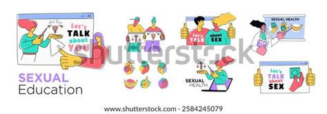 Sexual Education Safe Sex Awareness Illustrated Stock Vector Royalty