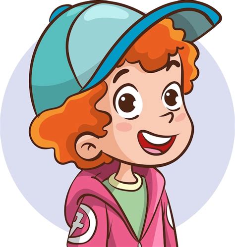 어린이 초상화 만화 벡터 일러스트 레이 션 프리미엄 벡터