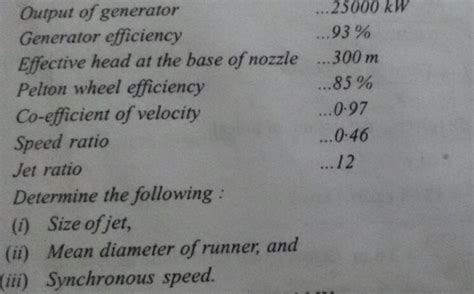 Solved Output Of Generator Generator Efficiency Effective Chegg Com