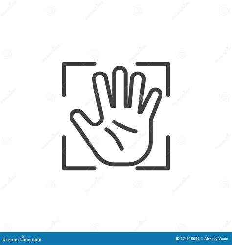 Hand Palm Biometric Identity Line Icon Stock Illustration Illustration Of Control Security