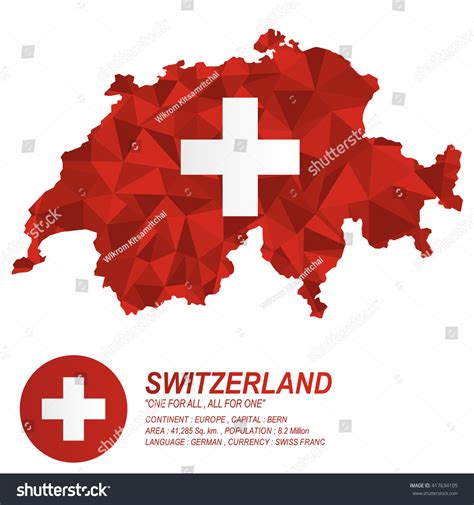 Swiss Flag Overlay On Swiss Map Stock Vector Royalty Free 417634105