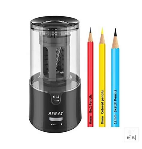 미국 Afmat 전기 연필 깎이 색연필용 깎기 자동 정지 슈퍼 샤프 고속 612mm No2색연필사무실가정용 플러그인 티몬