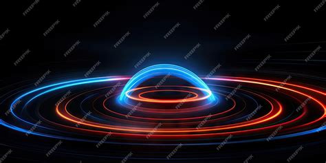 premium ai image a luminous neon circle dominates the dark scene its undulating lights