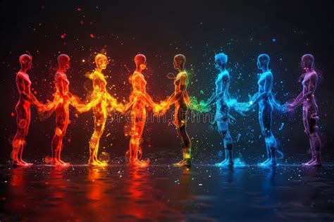 Digital Human Figures Connected In A Spectrum Of Colors Illustrating Unity And Diversity Ideal