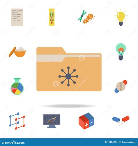 colored folder with atom icon detailed set of colored science icons