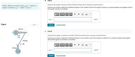 Solved Part A Determine The Angular Velocity Of Member CD At Chegg