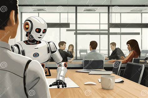 robot works alongside humans in modern office setting ai technology