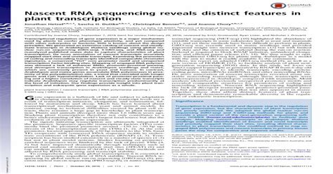 Pdf Nascent Rna Sequencing Reveals Distinct Features In Plant