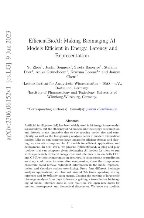 pdf efficientbioai making bioimaging ai models efficient in energy
