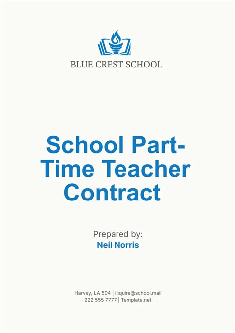 Free School Part Time Teacher Contract Template To Edit Online
