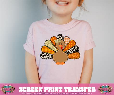 Full Color Screen Print Girl Turkey Sweet Southern Transfers Llc
