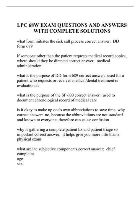 Lpc 68w Exam Questions And Answers With Complete Solutions 68w Lpc