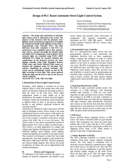 Design Of Plc Based Automatic Street Light Control System Pdf Programmable Logic Controller