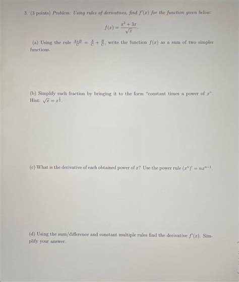 solved 3 3 points problem using rules of derivatives