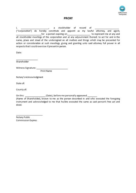 Proxy Forms Template Williamson