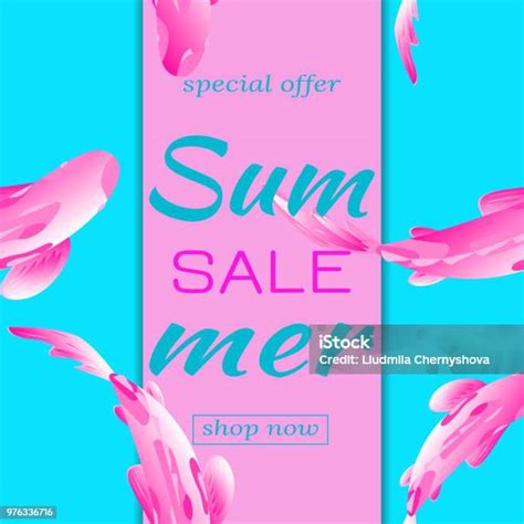 여름 판매를 위한 템플릿입니다 물고기 물 속에서 잉어 잉어와 패턴입니다 벡터 그림 Cyprinus 카 르 피 오 클로즈업입니다 밝은 핑크와 블루 색상 개념에 대한 스톡 벡터