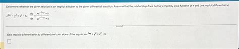 solved determine whether the given relation is an implicit