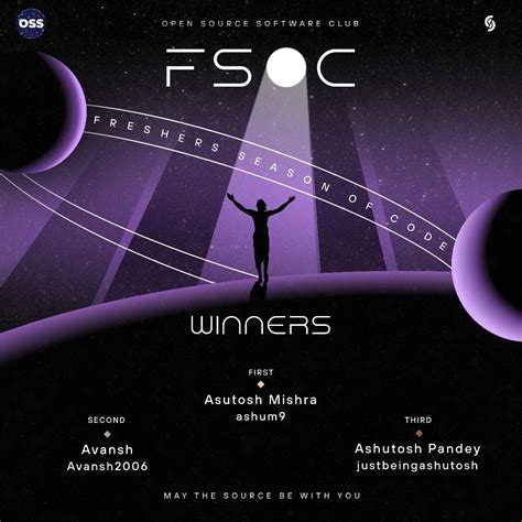 The Wait Is Over 🎉 Were Thrilled To Announce The Winners Of Freshers Season Of Code Fsoc 🥇