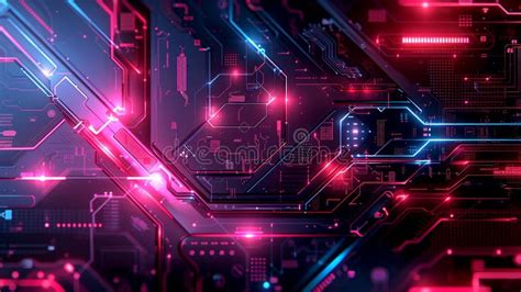 Futuristic Circuit Board With Glowing Lights Stock Illustration Illustration Of Chip