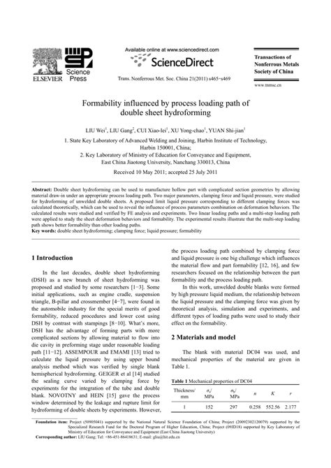 Pdf Formability Influenced By Process Loading Path Of Double Sheet