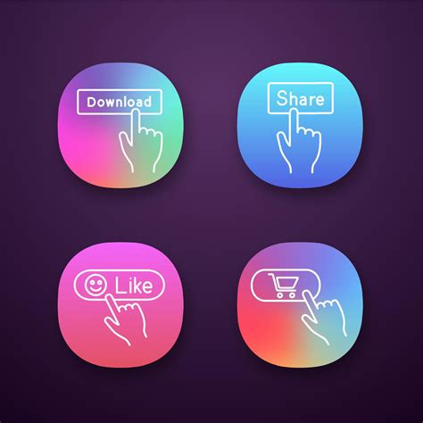 Click App Icons Set Download Share Like Buy Ui Ux User Interface