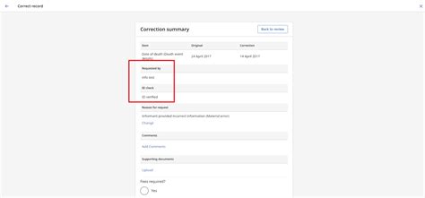in correction summary page hide id check table when correction is