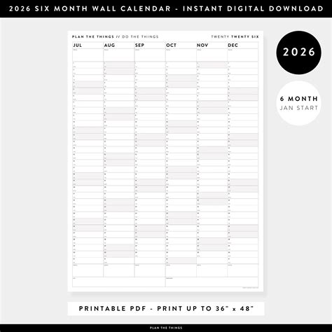6 Month Calendar 2026 Printable 2026 Printable Calendars
