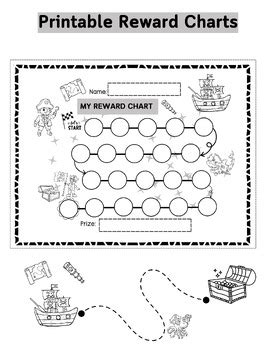 Printable Reward Charts Color And Black And White By Amazing Golden Chest