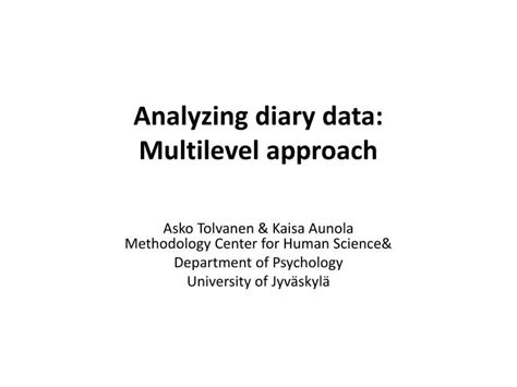 Ppt Analyzing Diary Data Multilevel Approach Powerpoint Presentation