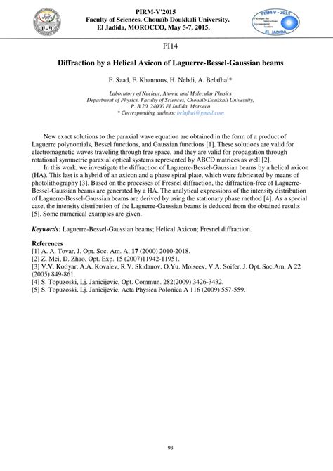 Pdf Diffraction By A Helical Axicon Of Laguerre Bessel Gaussian Beams